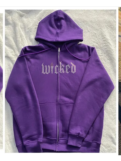 Y2K Rhinestone graphics devil octopus zip Hooded Sweatshirt Men's hoodies Harajuku Goth ...