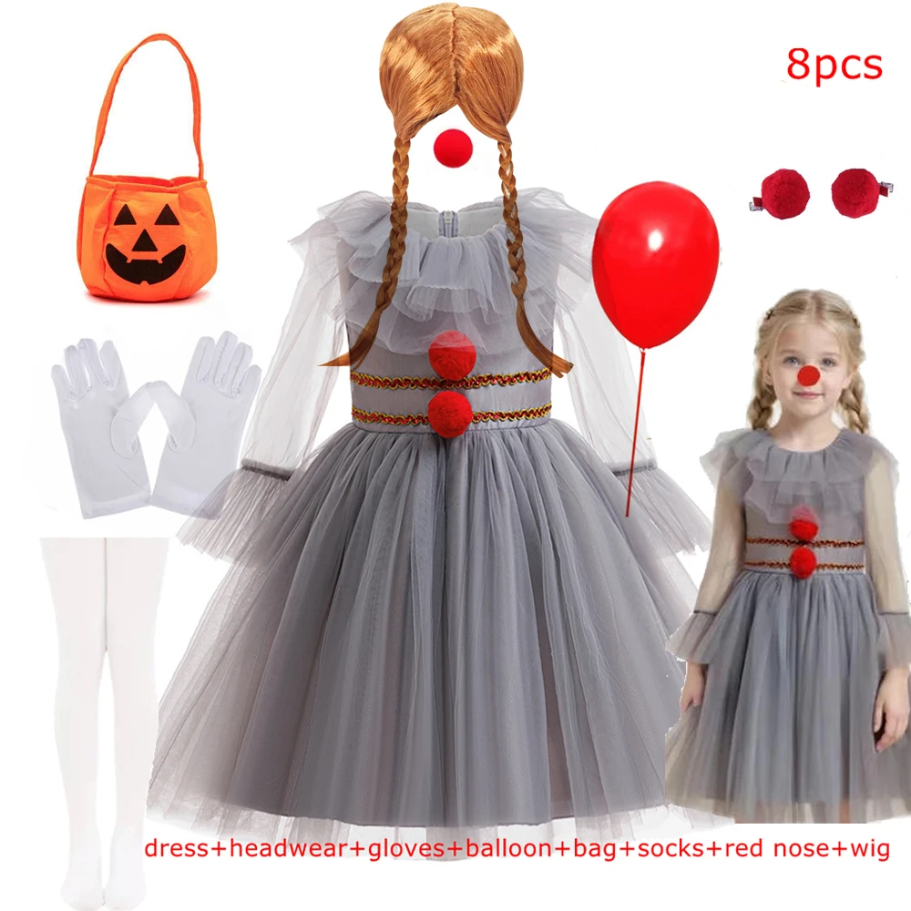 Halloween cinza coringa traje meninas carnaval cosplay assustador ...