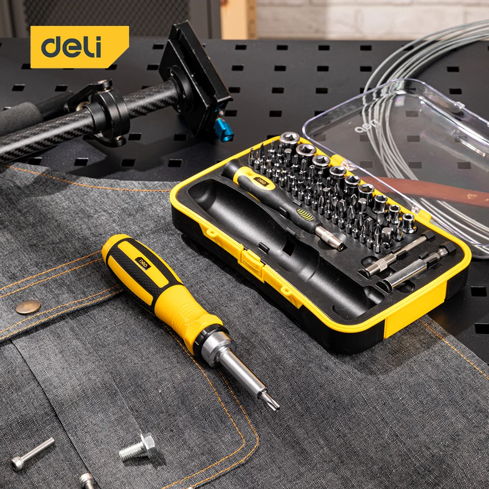 Deli 65 Piece Portable Precision Magnetic Ratchet Screwdriver Bit Kit ...