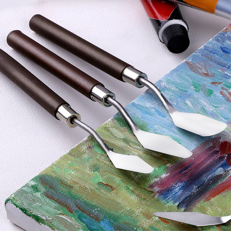 Wooden-Handle-Oil-Paint-Shovel-Stainless-Steel-Scraper-Kit-Palette ...