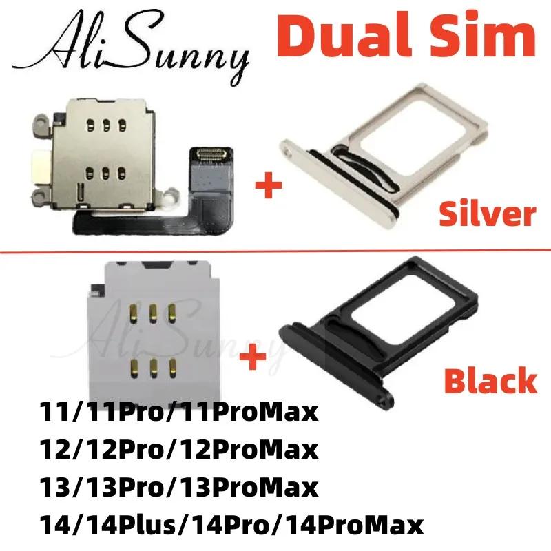 1set-Dual-Sim-Card-Reader-Flex-Cable-Tray-Slot-for-iPhone-14-Plus-12-13 ...
