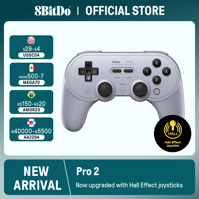 8BitDo-New-Pro-2-Bluetooth-Gamepad-with-Hall-Effect-Joystick-for ...