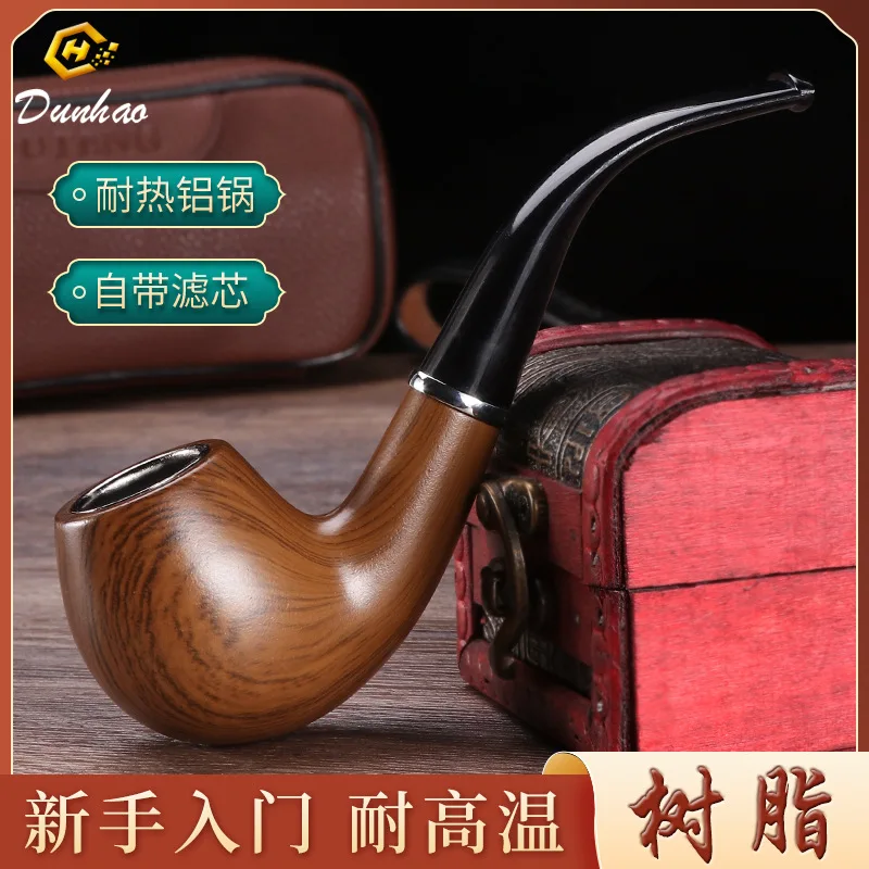 Resin-Ebony-Wood-Tobacco-Pipe-Retro-Bakelite-Bending-Filter-Pipe ...