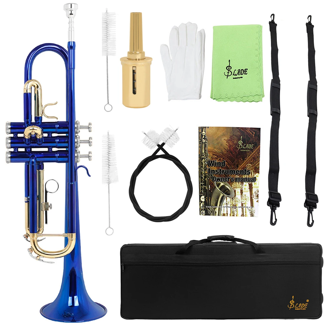 Trompete Azul Slade-Bb com Válvula de Pressão, Corpo de Latão e ...