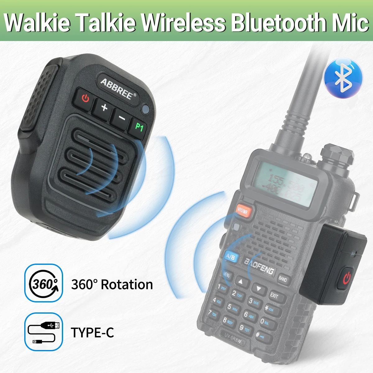 Wireless-Bluetooth-Microphone-Handheld-Speaker-MIC-Type-C-for-Baofeng ...