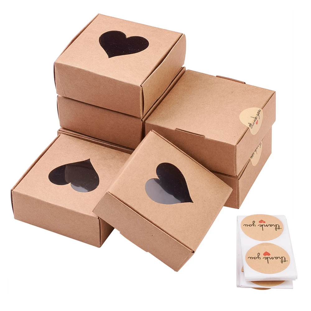 90pcs 3x3 Inchpaper Candy Boxes With Heart Window Bakery Box Gift Box ...