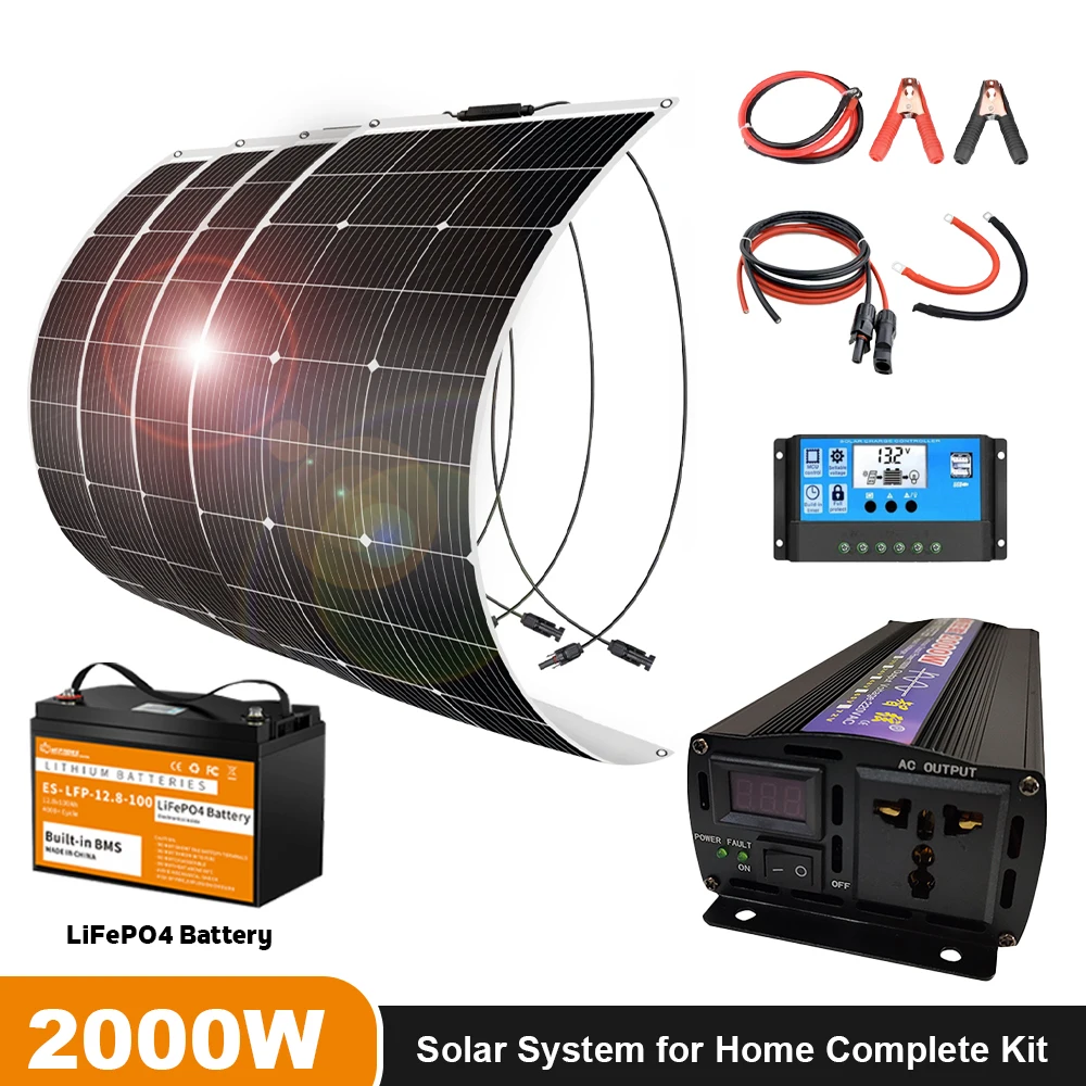 2000W-Solar-Strip-Battery-System-Converted-To-Household-110V-220V ...