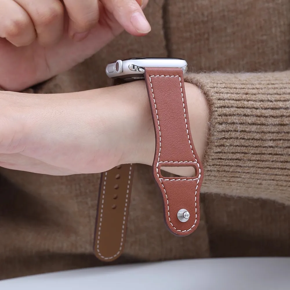 Leather strap For Apple watch band 44mm 45mm 41mm 40 49 42mm 38mm 45 44 ...