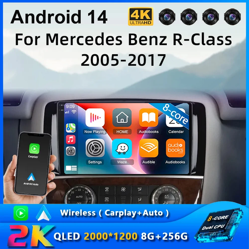 Android-14-Car-Radio-For-Mercedes-Benz-R-Class-W251-R280-R300-R320-R350 ...