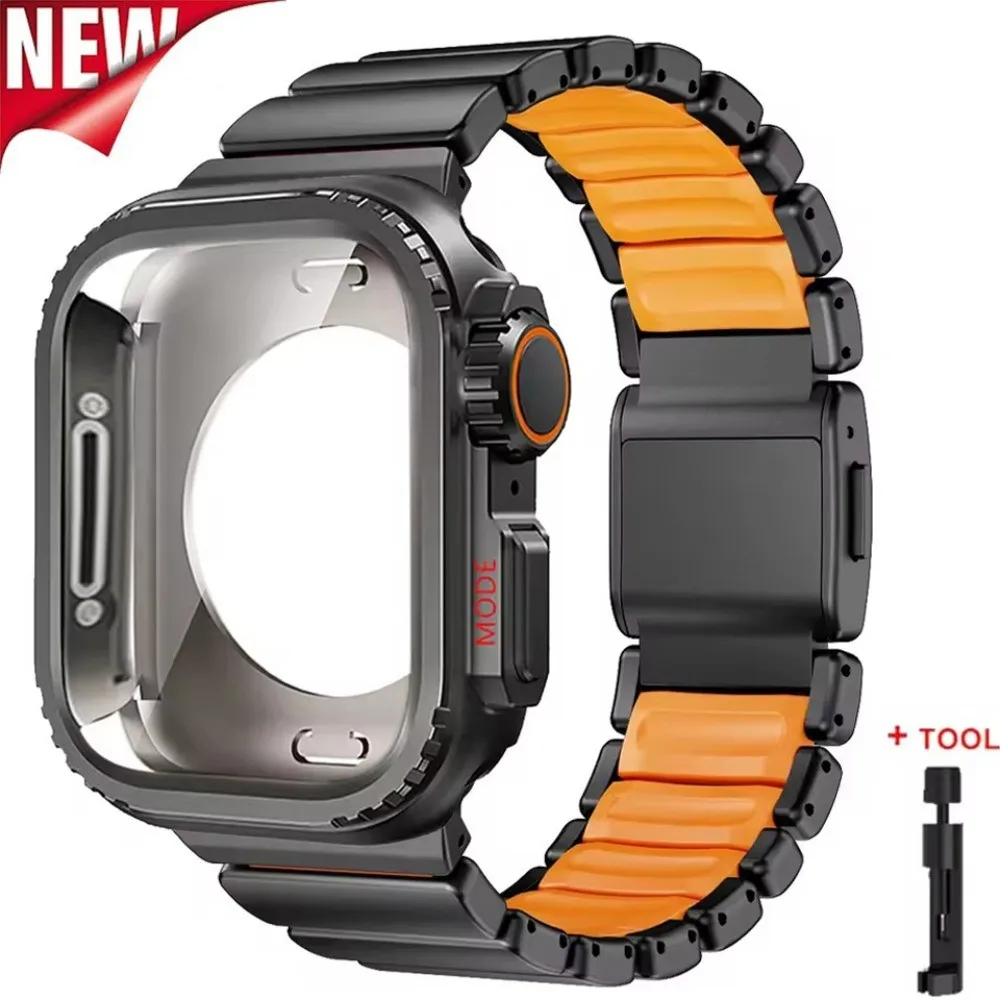 Titanium Strap+Metal Case For Apple Watch Ultra 3 49mm 11 10 46mm Alloy ...