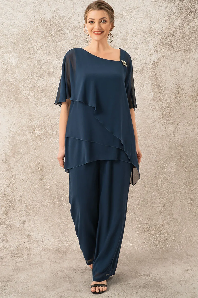 Plus-Size-Mother-Of-The-Bride-Navy-Blue-Decorative-Button-Single-Cape ...