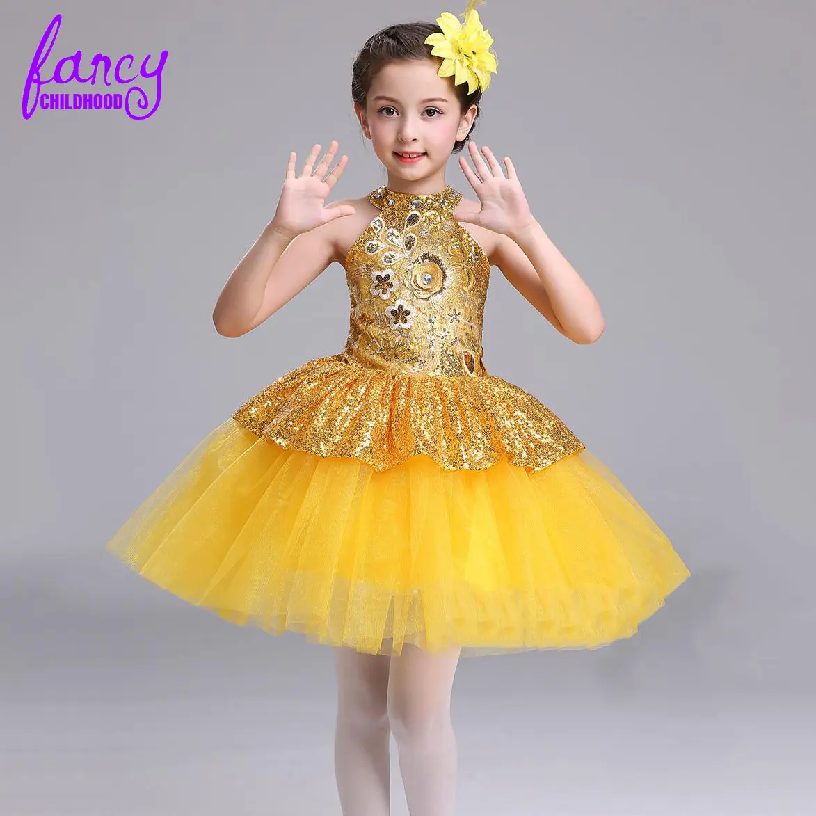Fancy Children Gown Designs Sequins Flower Girl Party Wear Kids Pageant ...
