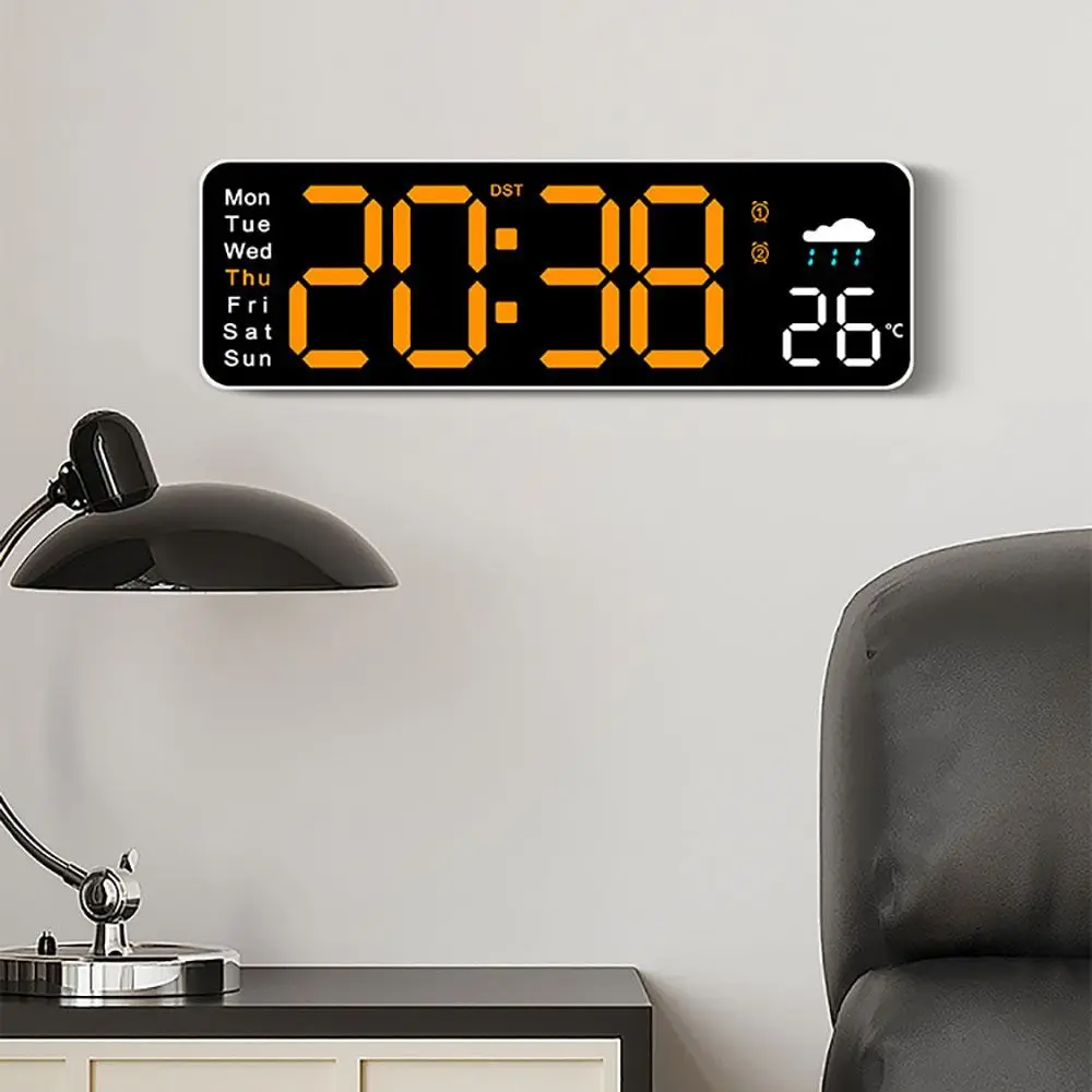 Electronic-Wall-Clock-Temperature-Date-Display-Table-Clock-Wall-mounted ...