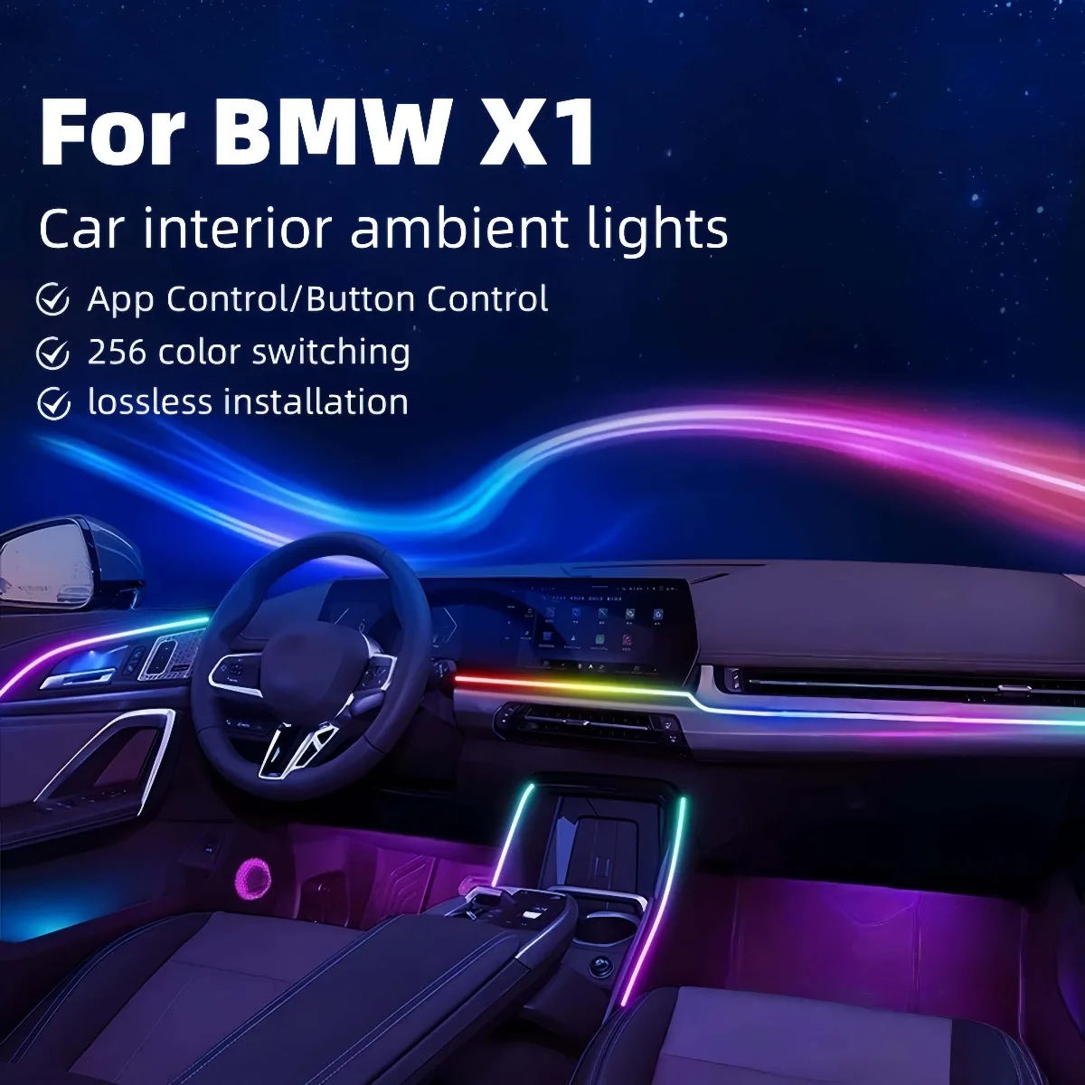 For BMW X1 F48/U11 22in1 RGB Car Interior Acrylic Car Ambient Lights ...