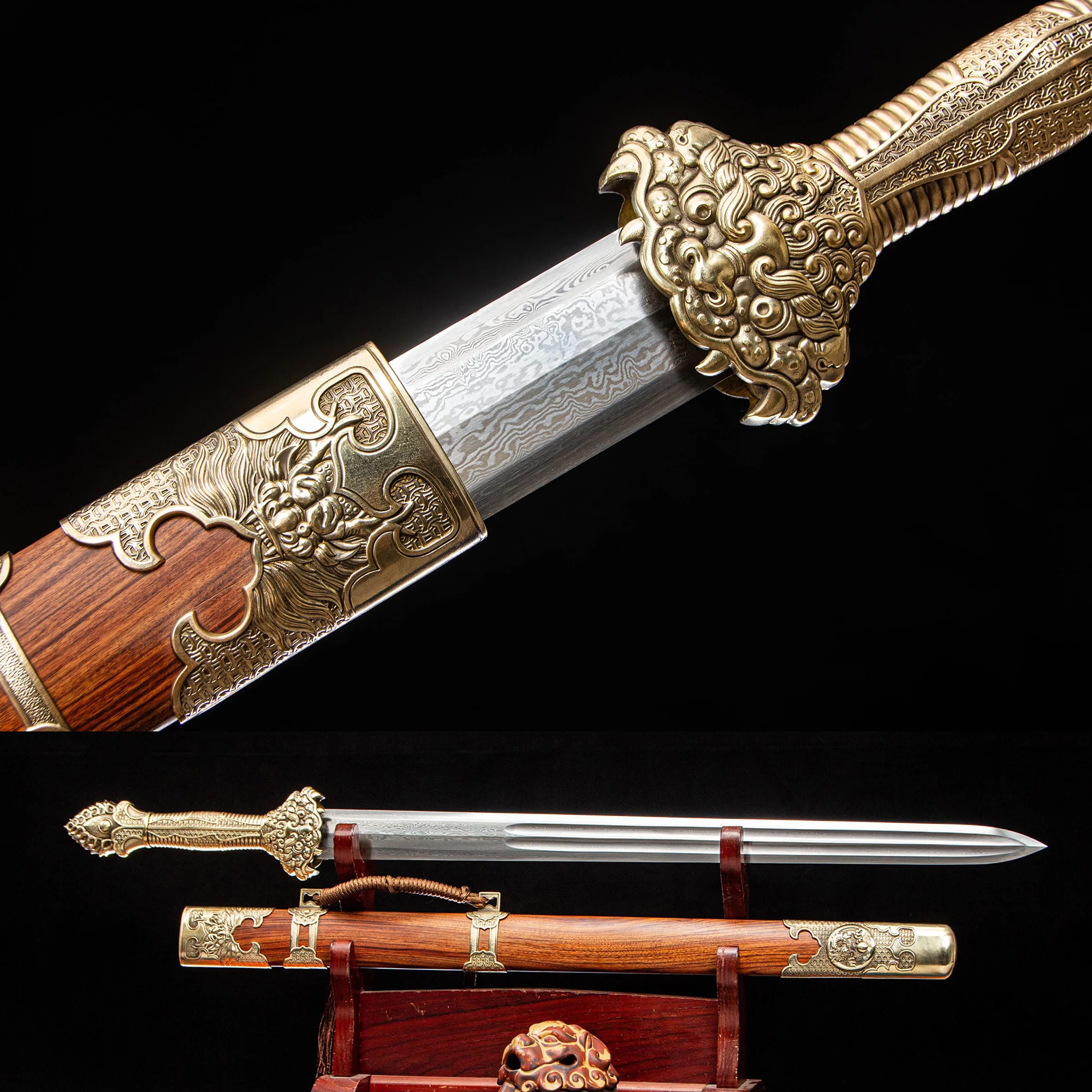 Jair-Town-House-espada-de-acero-de-Damasco-verdadero-Medieval-patr-n-de ...