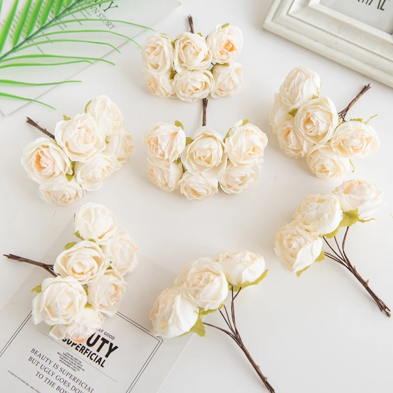 1/3Pcs Artificial flowers Fake Silk Roses Christmas Wreath Accessories ...