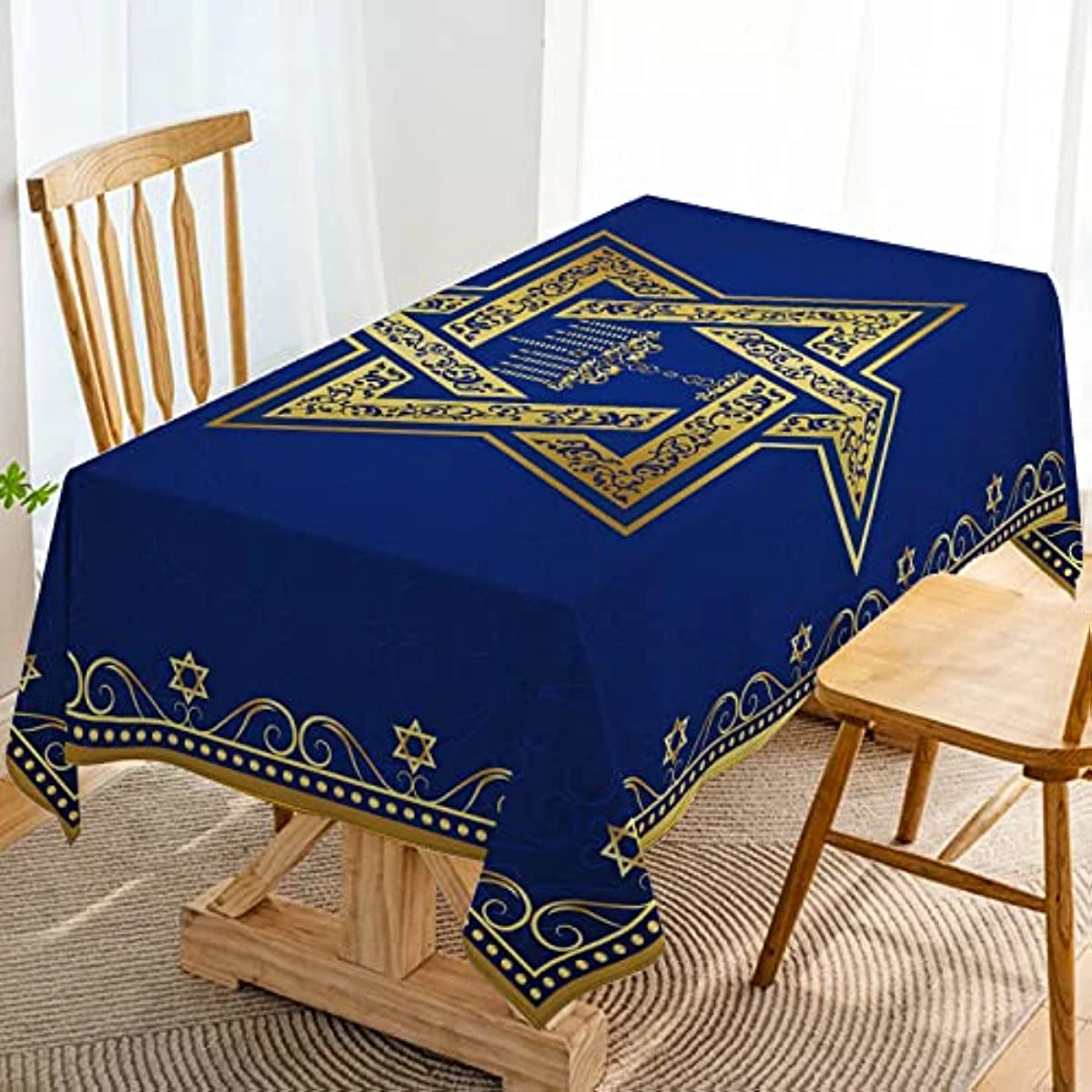 Happy-Passover-Rectangle-Tablecloth-Jewish-Hanukkah-Star-of-David-Table ...