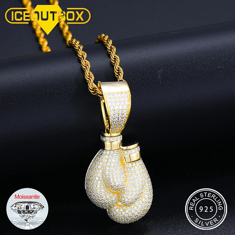 Luxury Moissanite Boxing Gloves Pendant Necklace 925 Sterling Silver ...