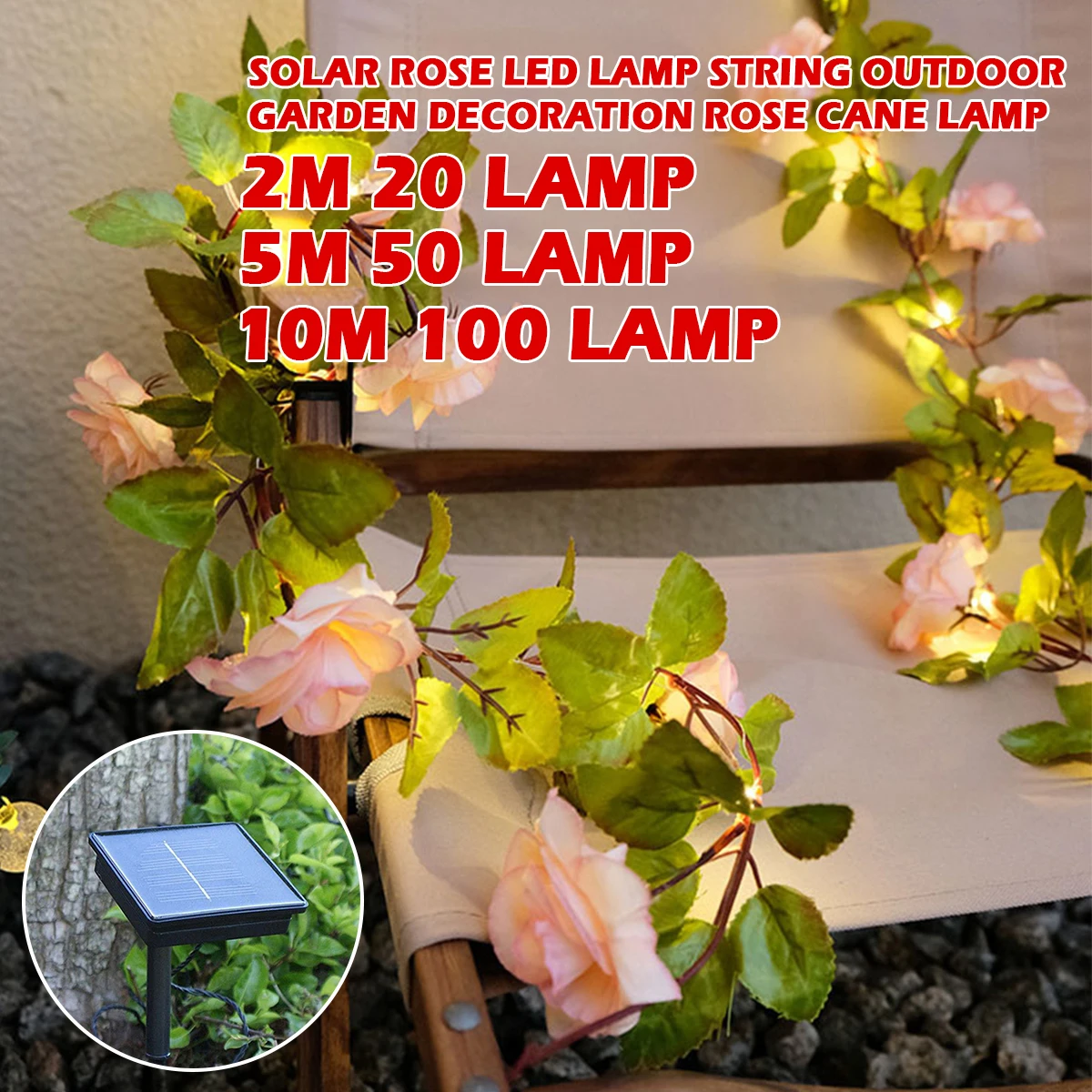Solar-Roses-String-Lights-LED-Artificial-Flower-Garlands-Light-with-8 ...