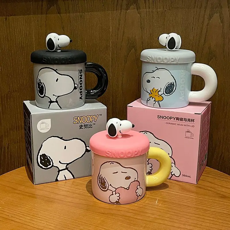 Snoopy-Mug-with-Lid-Anime-Coffee-Cup-Girl-Boys-Ceramics-Household-Use ...