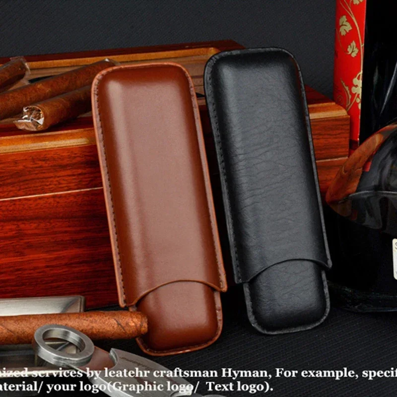 52-Ring-Cigar-Case-Man-made-Leather-Cigar-Holder-2-Tube-Mini-Cigar-Box ...