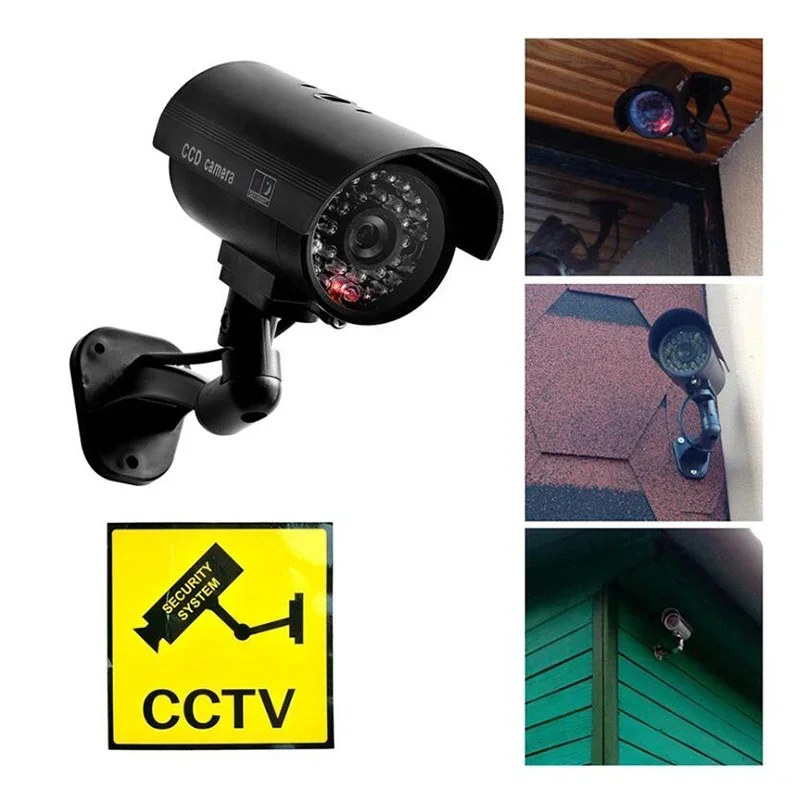 Fake-Camera-Outdoor-Waterproof-Security-Bullet-Dummy-Camera-Flashing ...