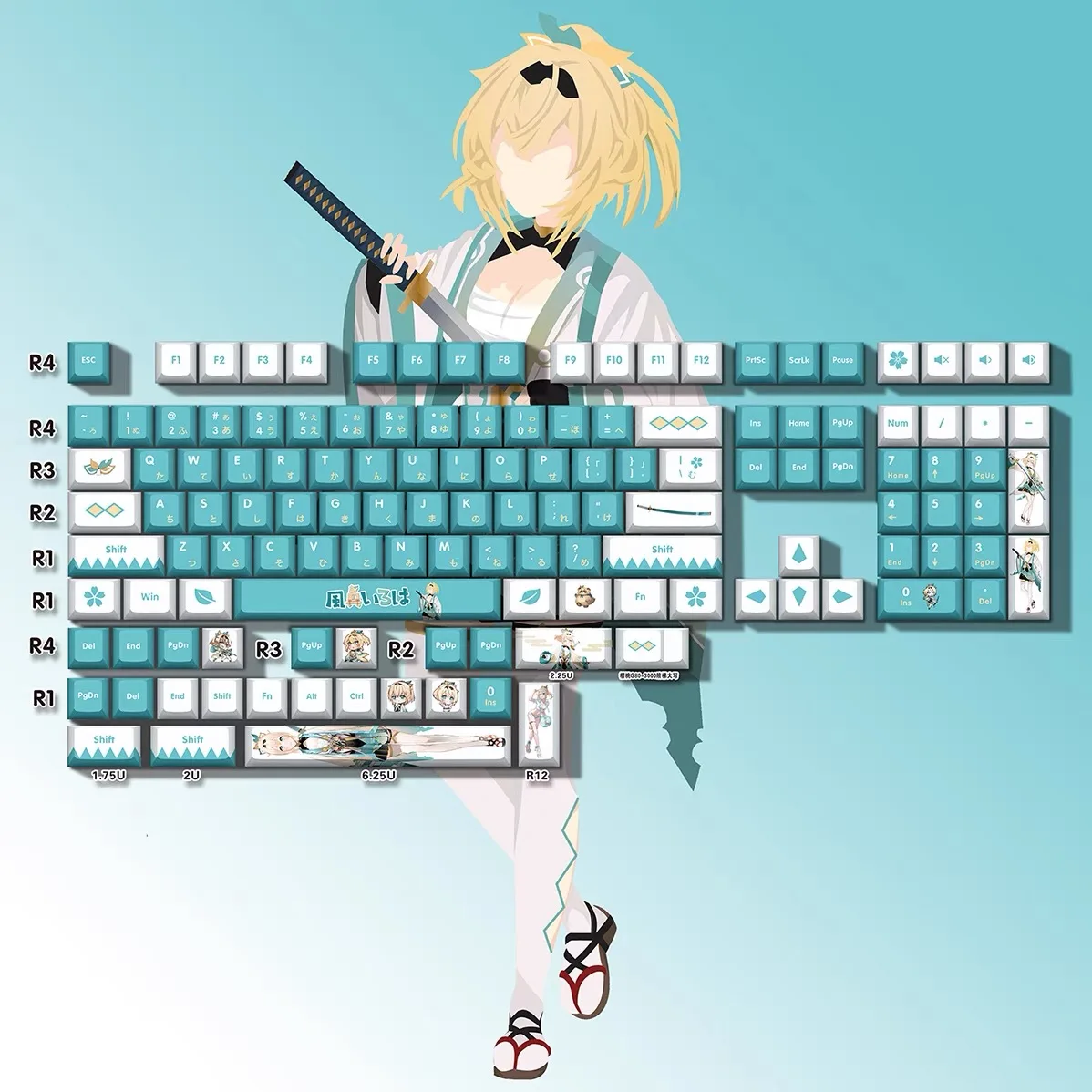 132-Keys-Kazama-Iroha-keycaps-PBT-Vtuber-Hololive-Key-Cover-DYE ...