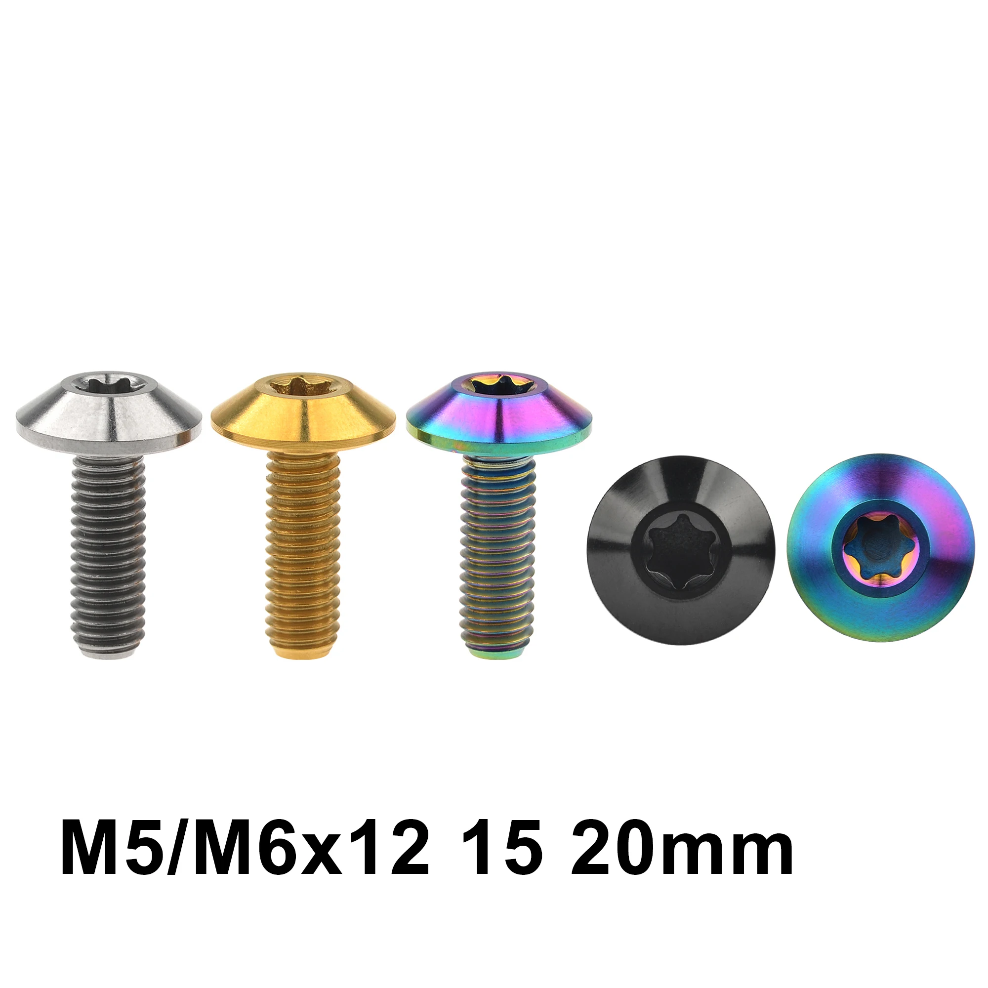 Weiqijie 6pcs Titanium Bolt M5 / M6x12/15/20mm Torx Head Screw for Bike ...