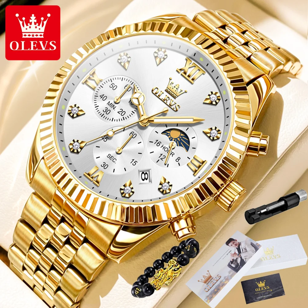 OLEVS 2932 High end Men's Watch Classic Lunar Phase Waterproof ...