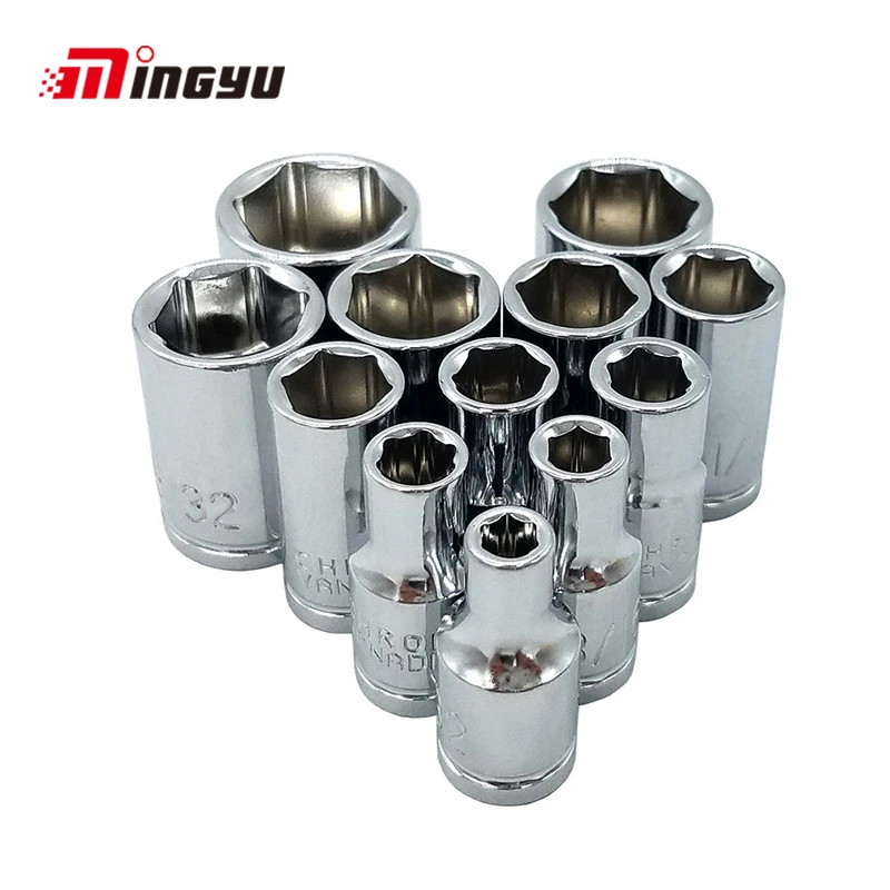 14pcs 1/4" Drive Hex Socket Set Inch 3/16 1/4 9/32 5/16 11/32 3/8 13/32 ...