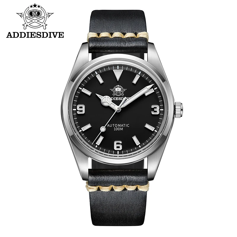 Addiesdive Automatic Mechanical Diver Watch Men Genuine Leather ...