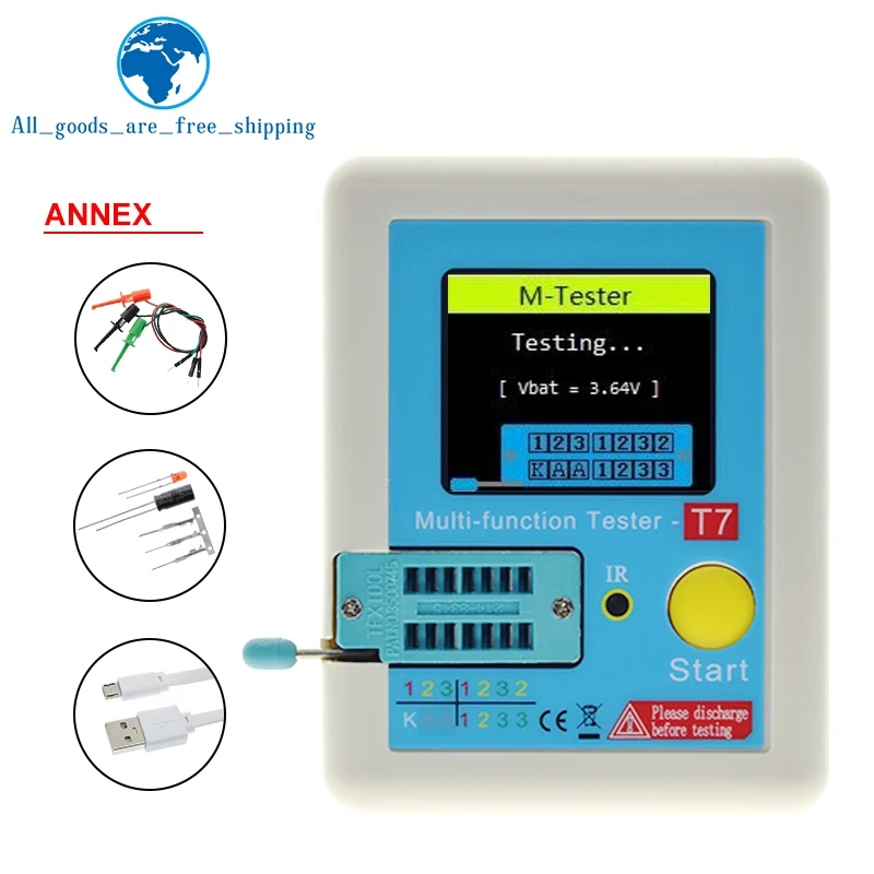 LCR-T7 Capacitance Resistance Tester Full Color Display Transistor ...