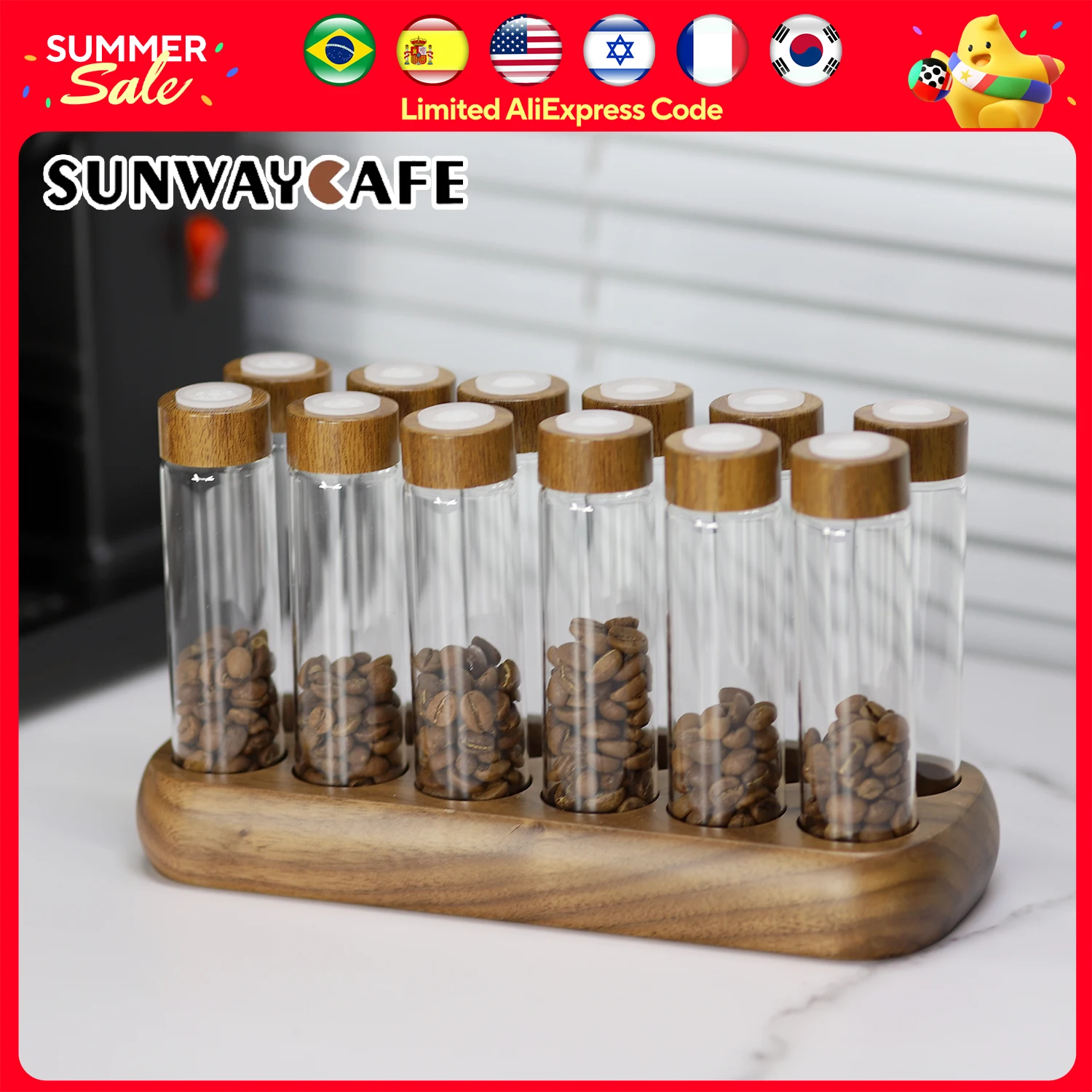Coffee-Beans-Tea-Display-Rack-Stand-Creative-Glass-Test-Tube-Storage ...
