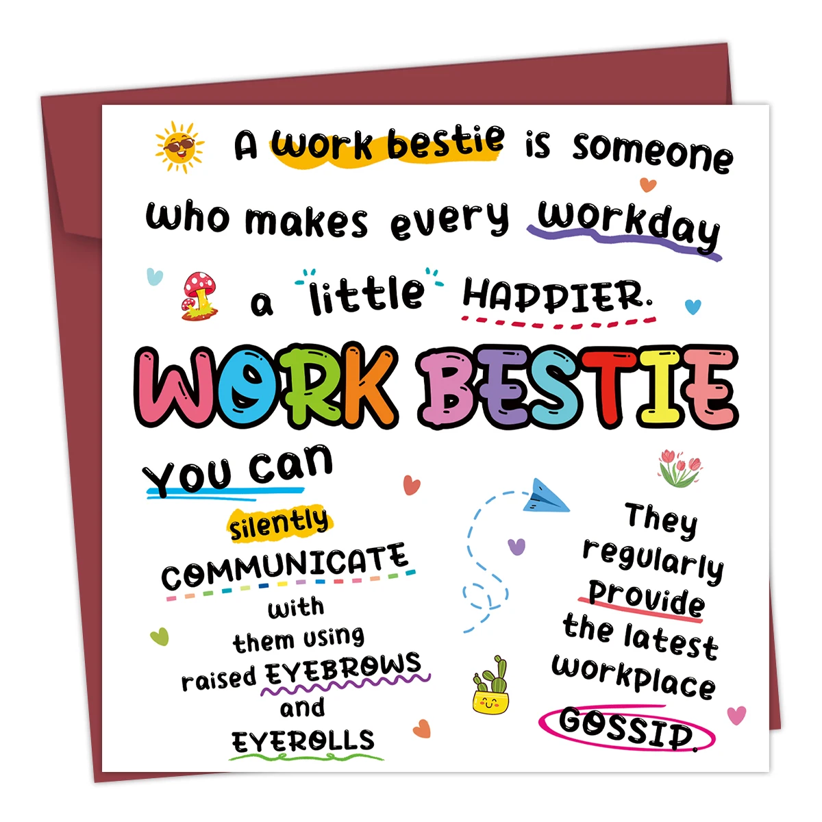 1pc Work Bestie Gift,Funny Birthday Card for Co-Worker,Bestie ...