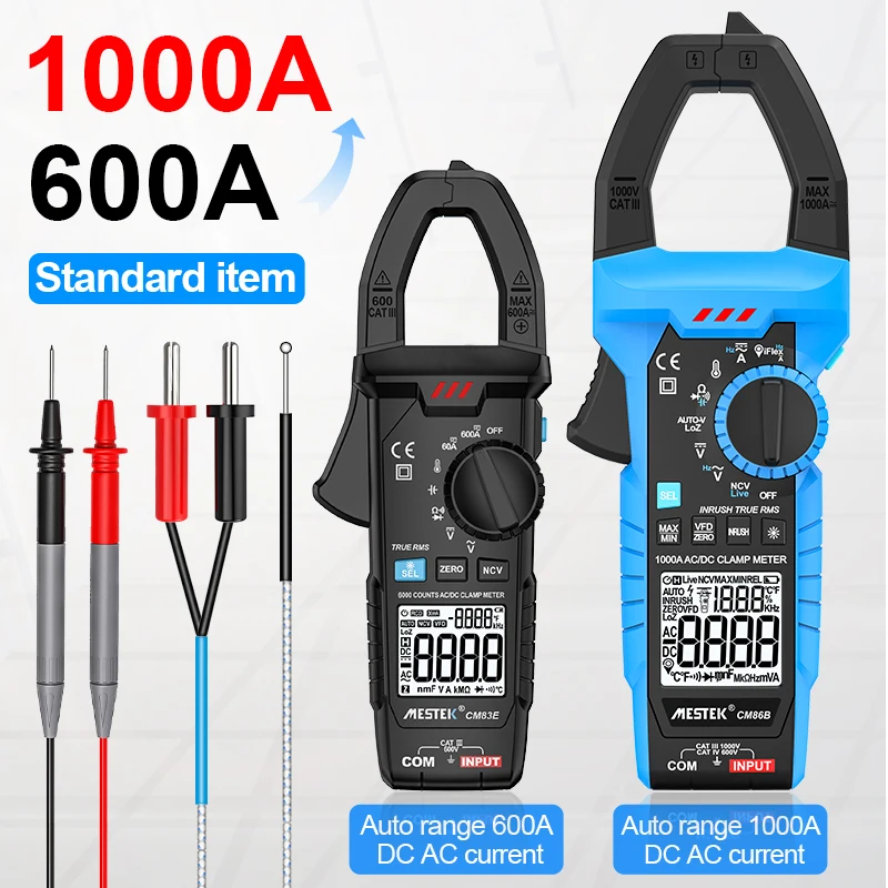 Mestek-Clamp-Meter-AC-DC-1000A-Current-Clamp-Pliers-NCV-Pinza ...