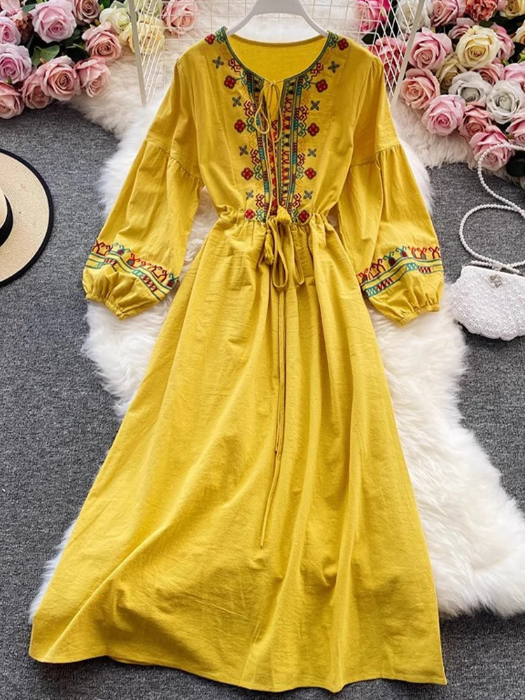 Midi-Dresses-for-Women-Long-Sleeve-Streetwear-Fashion-Dress-Bohemian ...