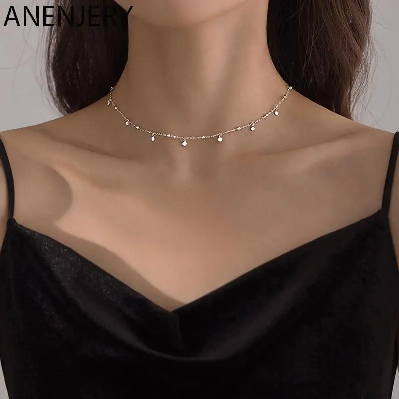Delicate Jewelry Round Bead Discs Choker Necklace For Women Party Clavicle Chain Necklace Gifts Wholesale S n695 Necklace AliExpress