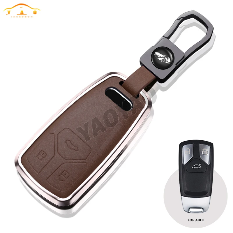 Aluminum-Alloy-Leather-Car-Key-Case-Shell-Cover-For-Audi-A5-A6L-A6-A4 ...