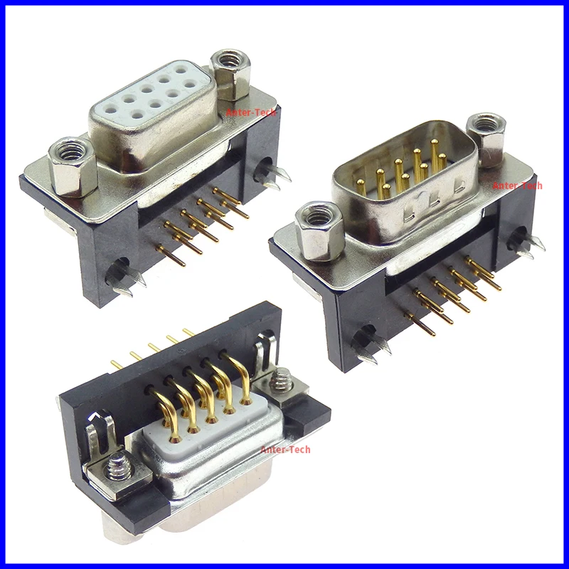 1PCS-3U-Gold-Plated-Solid-Pin-DB9-female-male-PCB-mounting-D-Sub-9-pin ...