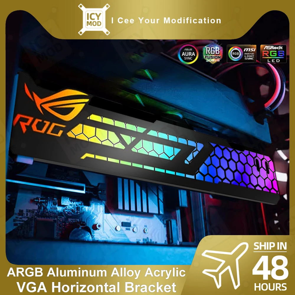 GPU Bracket ROG 5V3Pin VGA Holder Honeycomb Grid A-RGB Horizontal Video ...
