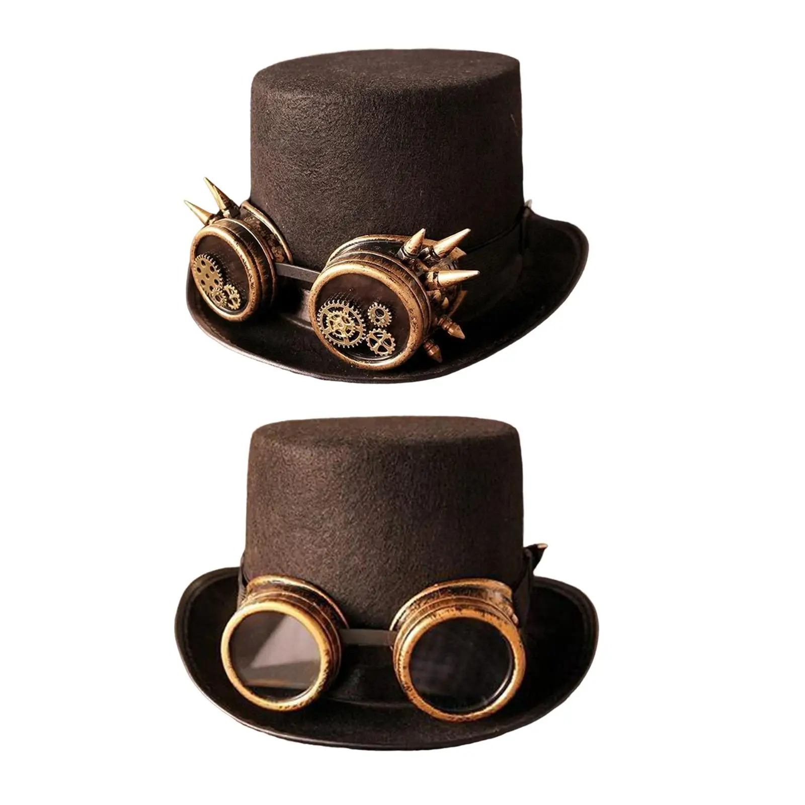 Men-Women-Steampunk-Top-Hat-Brown-Headwear-Fedora-for-Cosplay-Novelty ...