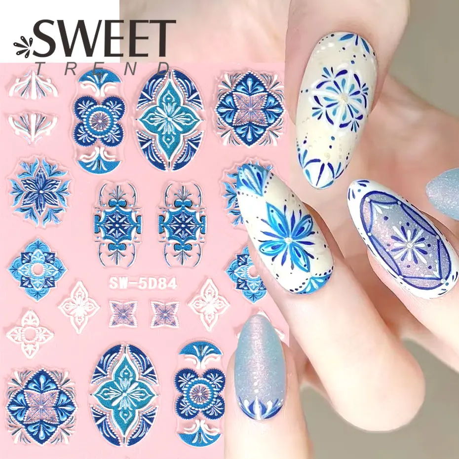 1pcs-5D-Embossed-Bohemian-Nail-Art-Sticker-Adhesive-Decal-Elegant ...