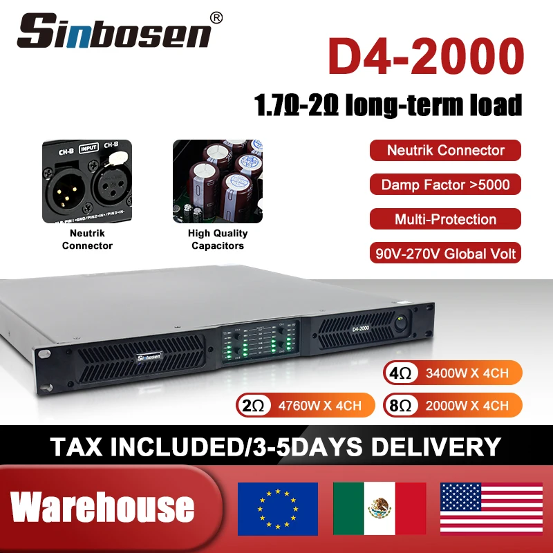 D4-2000 2000watt 4 channel dj amplificador power amplifier soundbar amp ...