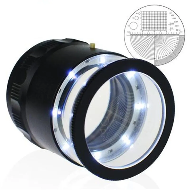 New 10X Magnifying Glass Stand Measuring Magnifier Scale Loupe with 8 ...