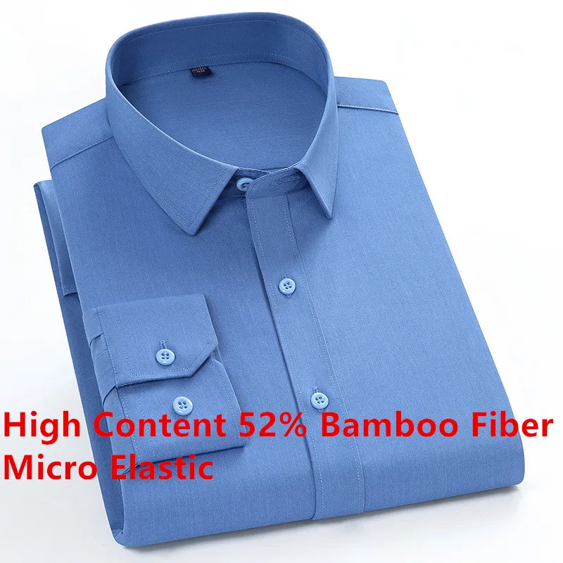High-Content-Bamboo-Fiber-Micro-Elastic-Shirt-Men-Long-Sleeve-Slim-Fit ...