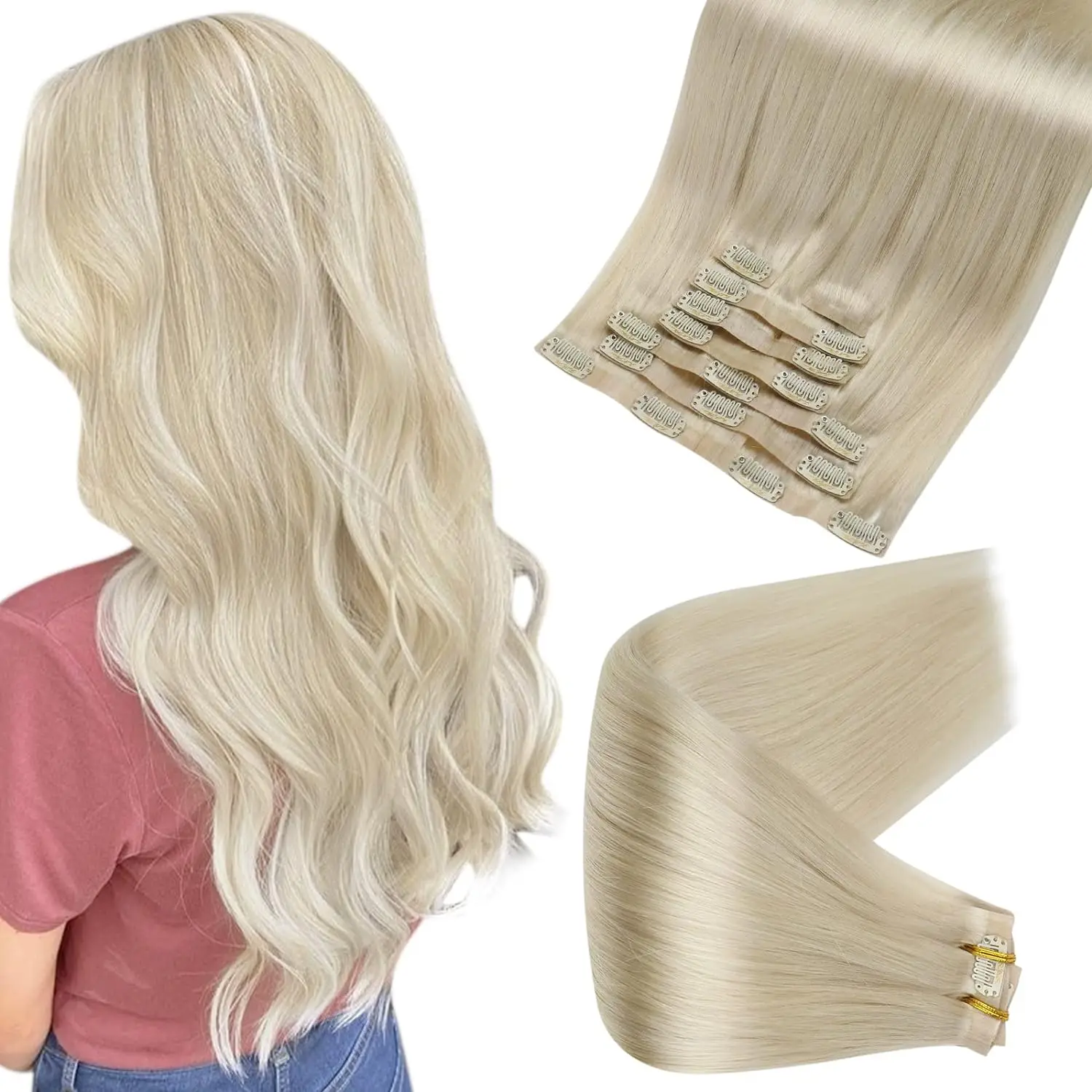 Full-Shine-Seamless-Clip-in-Human-Hair-Extensions-8Pcs-120g-80g-Hair-Pu ...