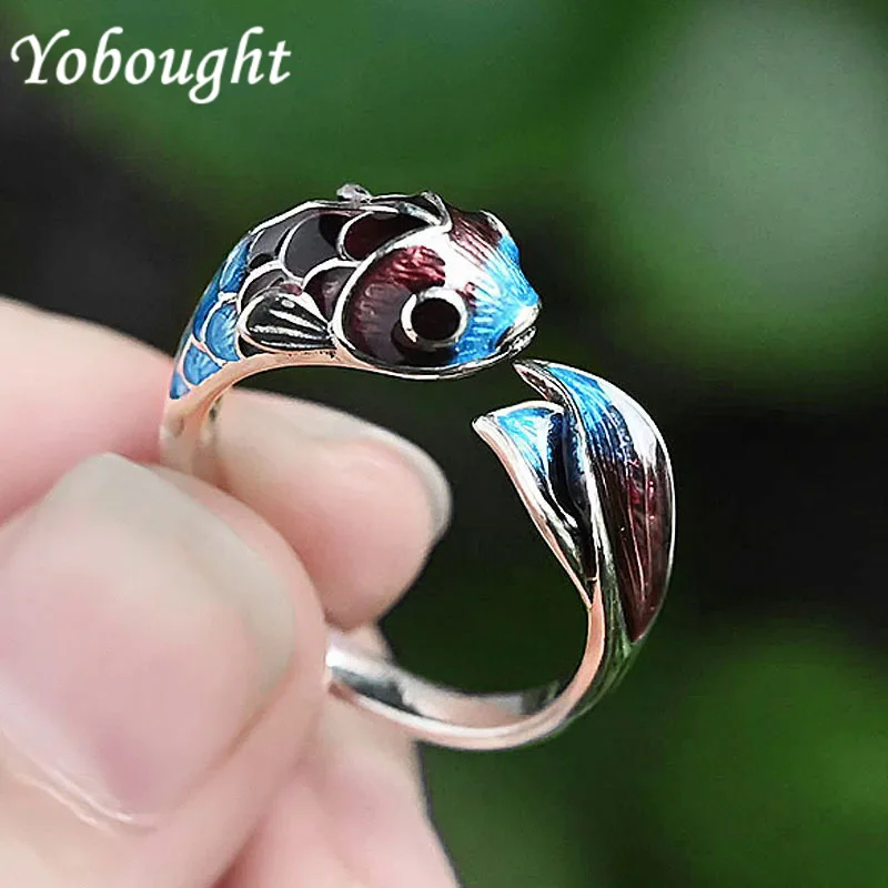 Silver-Enamel-Color-Koi-Fish-Adjustable-Ring-Chinese-Classical-Niche ...