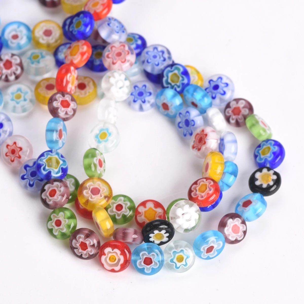 Mixed Flat Round 6mm 8mm 10mm 12mm Flower Patterns Millefiori Glass ...