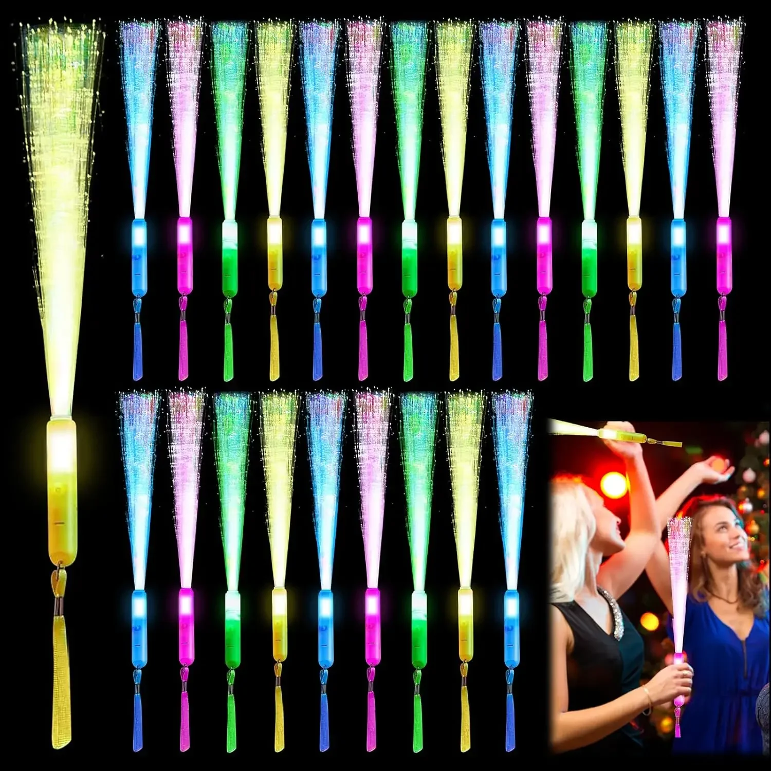 Varitas-de-fibra-ptica-LED-de-12-piezas-varitas-luminosas-parpadeantes ...