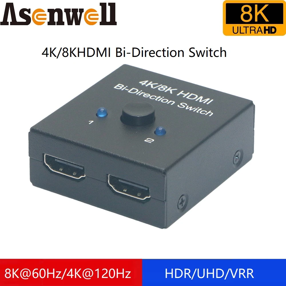8k Hdmi Bi-direction Switch 2x1 Hdmi 2.1 Switch 2 In 1 Out 1 In 2 Out ...